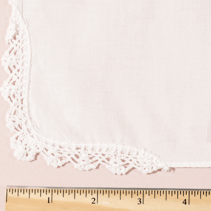 Scalloped Corner Crochet Handkerchief - White
