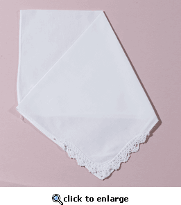 Scalloped Corner Crochet Handkerchief - White