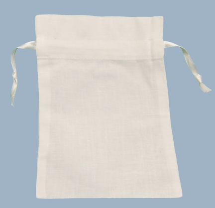 Small White Linen Plain Drawstring Gift Bag