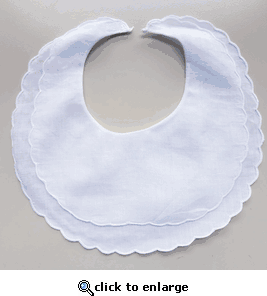 White Linen Double Scalloped Baby Bib