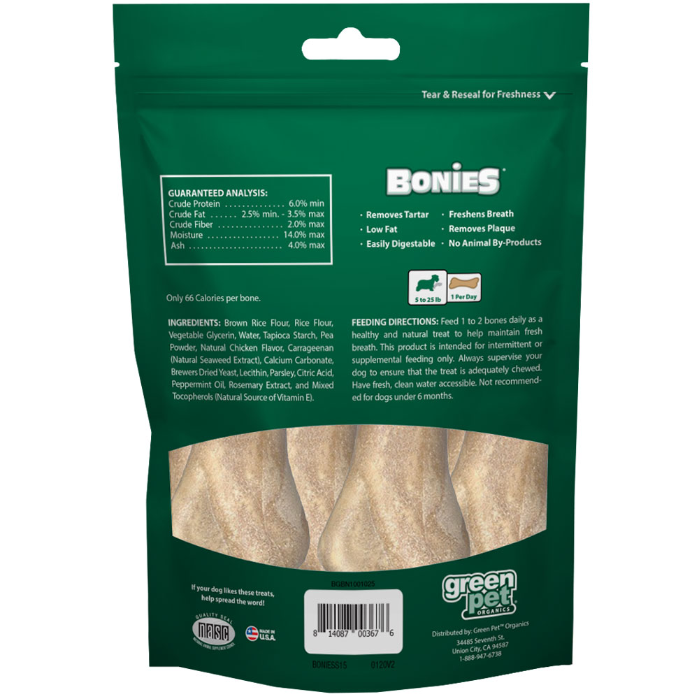 BONIES Natural Dental Health Multi-Pack SMALL (15 Bones / 12.15 oz ...