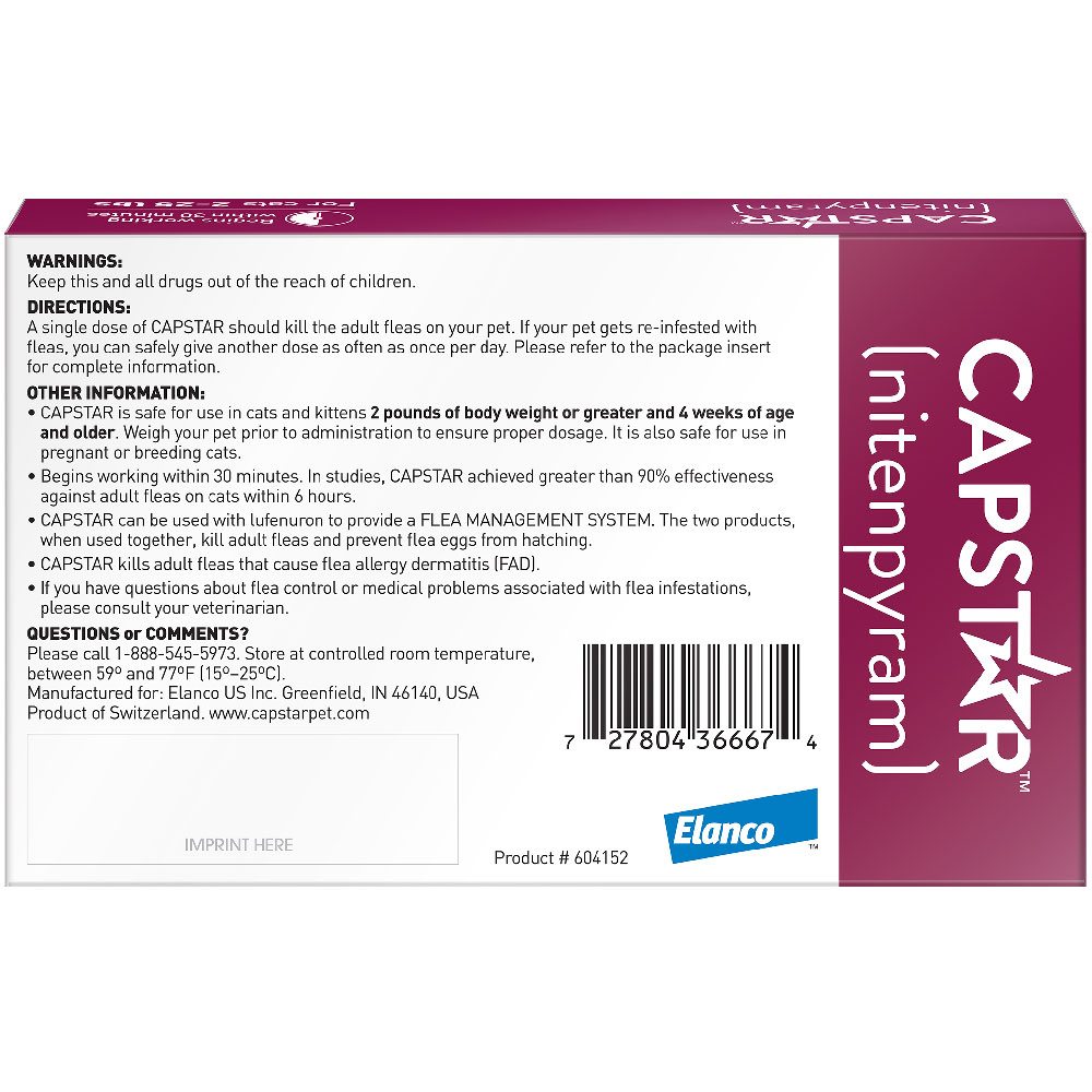 Capstar Flea Control Cats 2-25 lbs (6 tablets) | On Sale | EntirelyPets