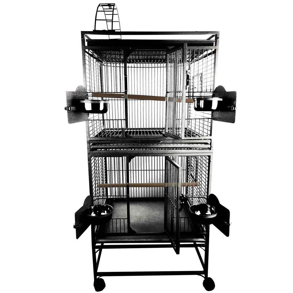 Double Stack Bird Cage with Play Top - Black (24"x22"x64") | On Sale ...