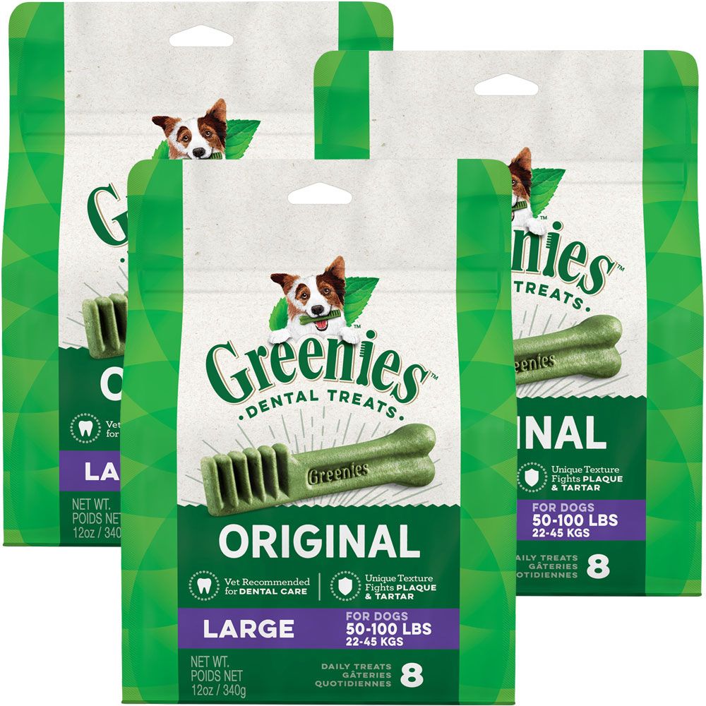 Greenies Original Dental Chew Dog Treats - Large 3-Pack (24 Bones) | On ...