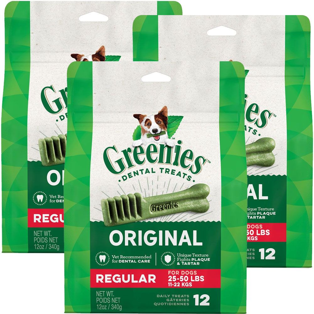 Greenies Original Dental Chew Dog Treats - Regular 3-Pack 54 oz (36 ...