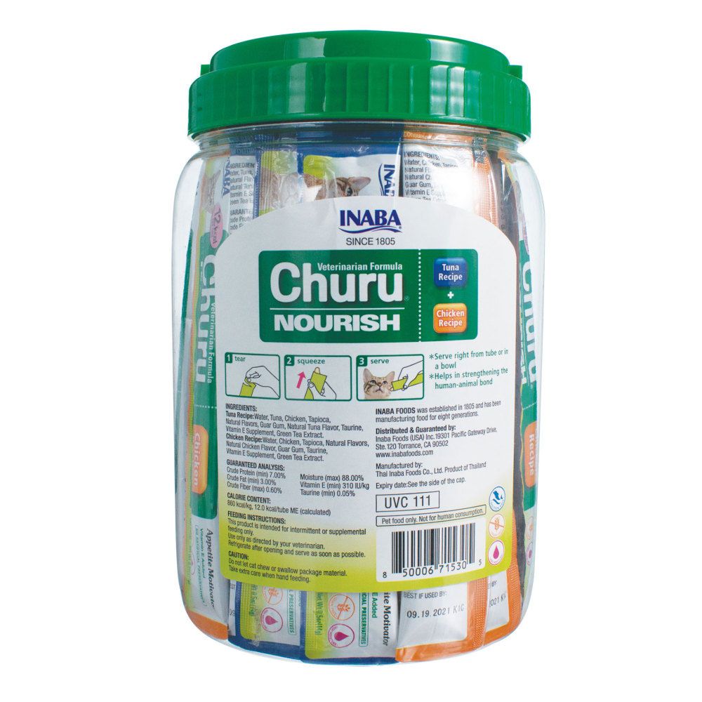 INABA Veterinarian Formula Churu Nourish Tuna & Chicken 0.5oz, 50 count ...