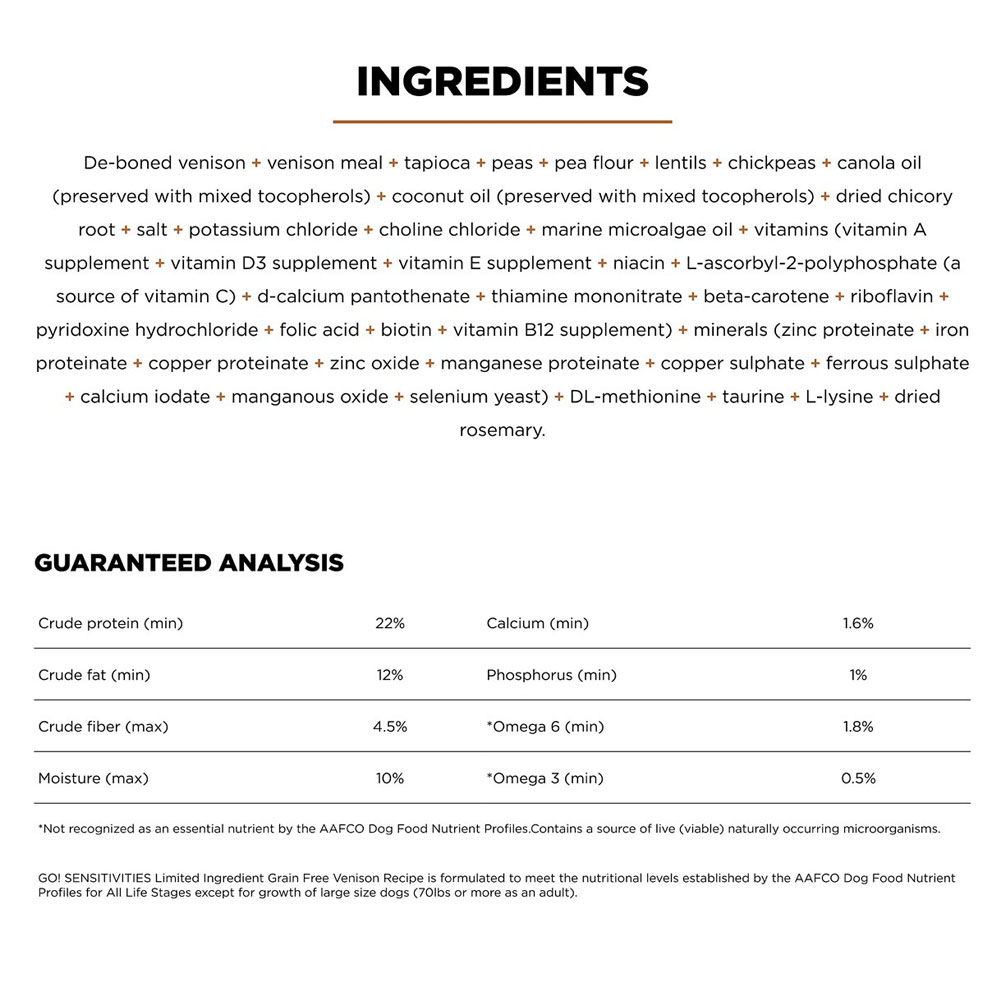 Petcurean Go! Sensitivities Limited Ingredient Venison Grain-Free Dry ...