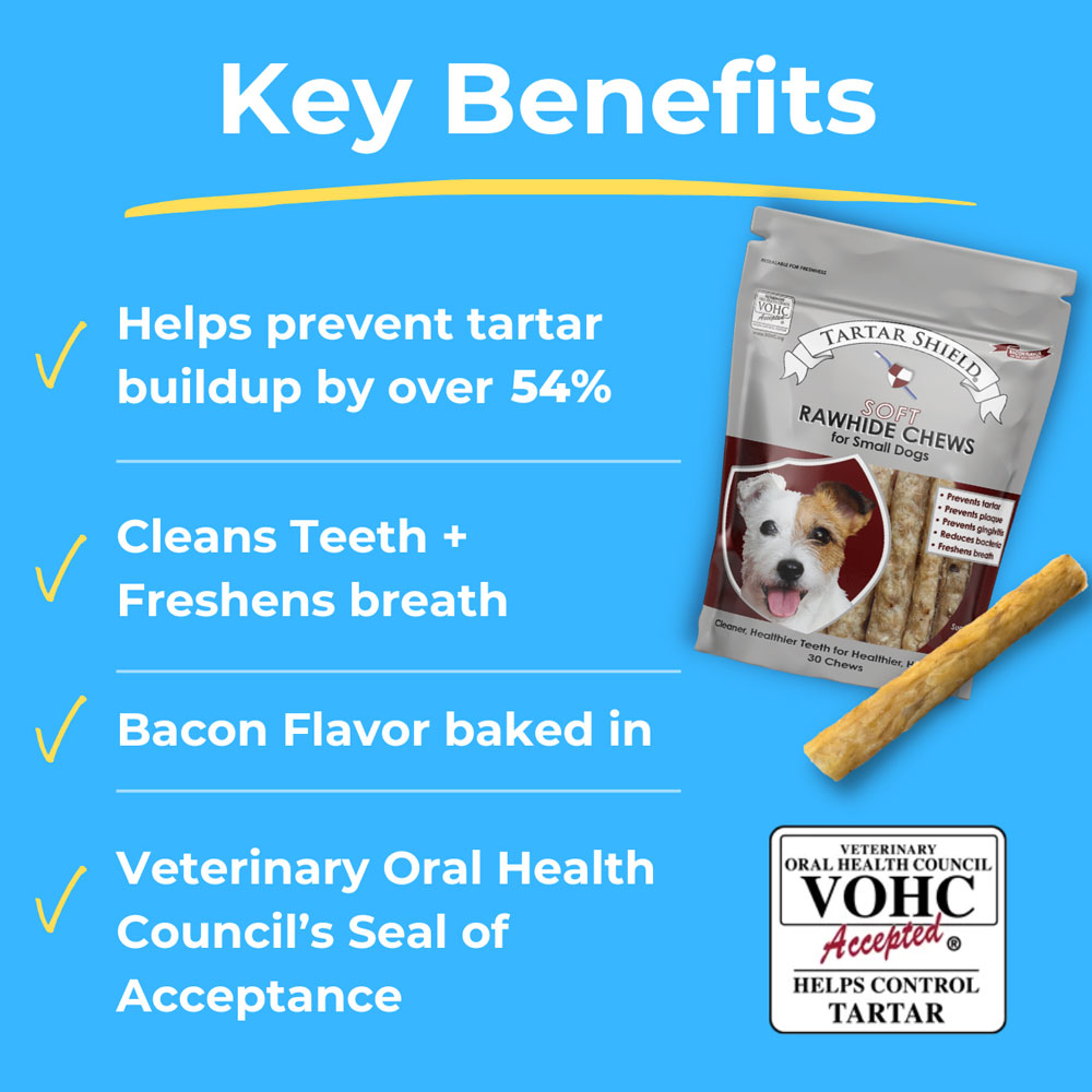 Tartar Shield Soft Rawhide Chews for Small Dogs (30 count)