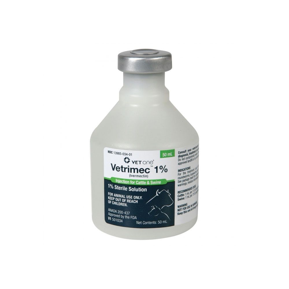 Vetrimec (Ivermectin) 1% Sterile Solution Injection for Cattle and Swine (50 mL) | On Sale ...