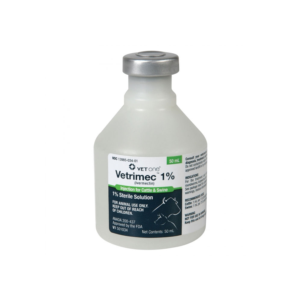 Vetrimec (Ivermectin) 1% Sterile Solution Injection for Cattle and Swine (50 mL) | On Sale ...