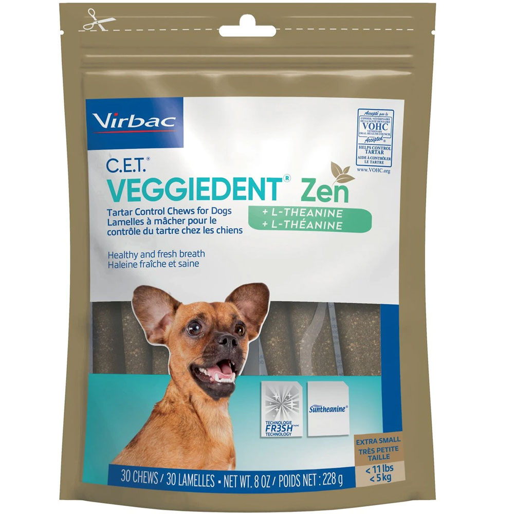 Virbac C.E.T. VeggieDent Zen Dental Chews for X-Small Dogs, under 11 ...