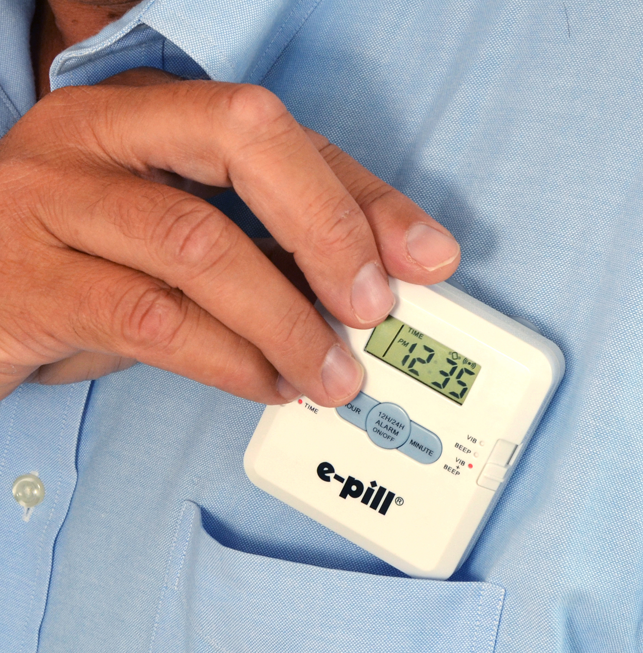 4 Alarm Pocket Pillbox Vibrates and/or Beeps