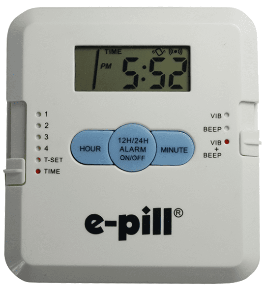 4 Alarm Pocket Pillbox Vibrates and/or Beeps