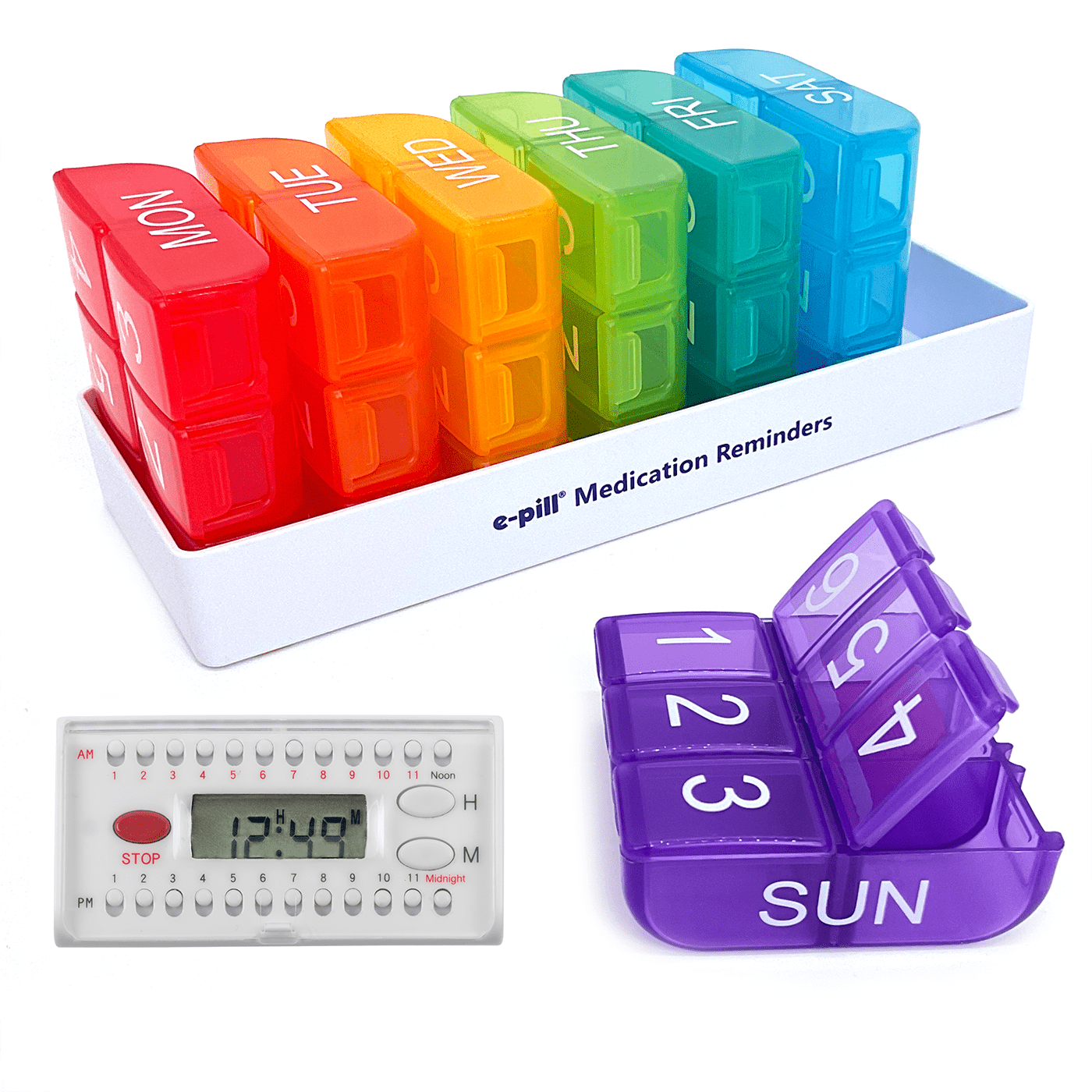 Pillbox Organizer with Reminder 7 Day x 6 Compartments per Day