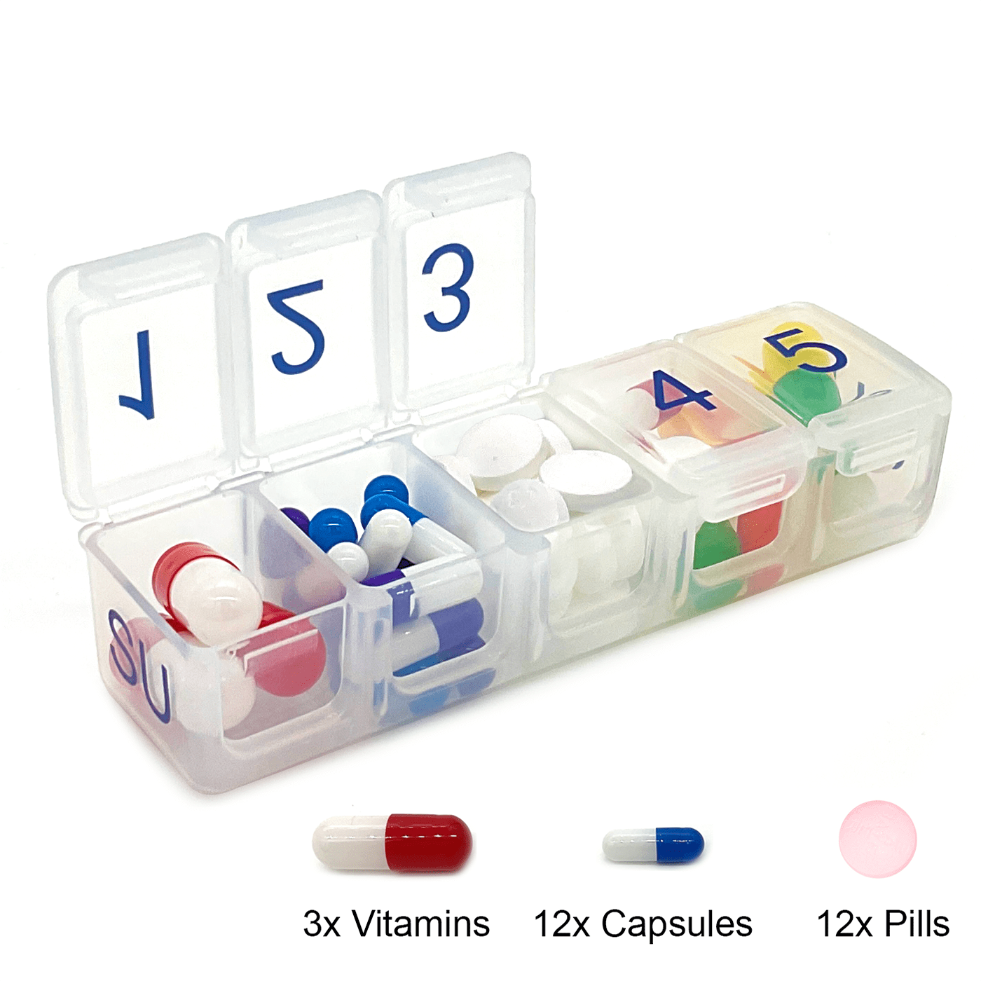 Pill Organizer with Reminder 7 Day x 5 Compartments per Day