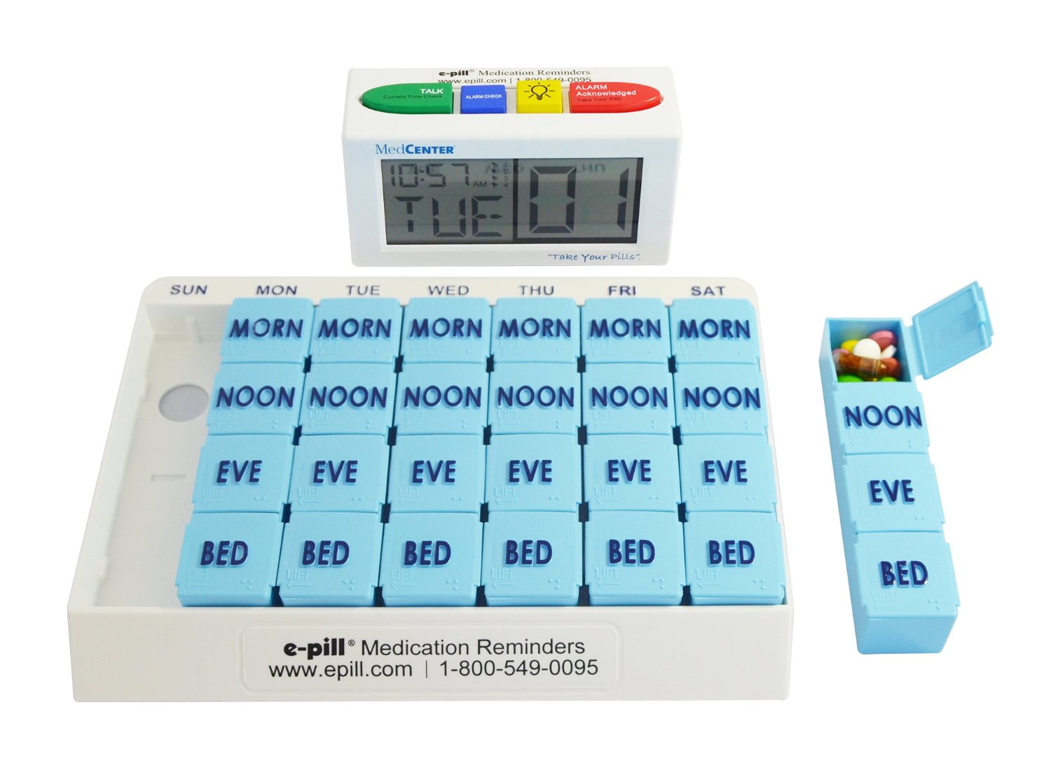 Large Pill Organizer and Talking Reminder 7 Day x 4 Compartments per Day