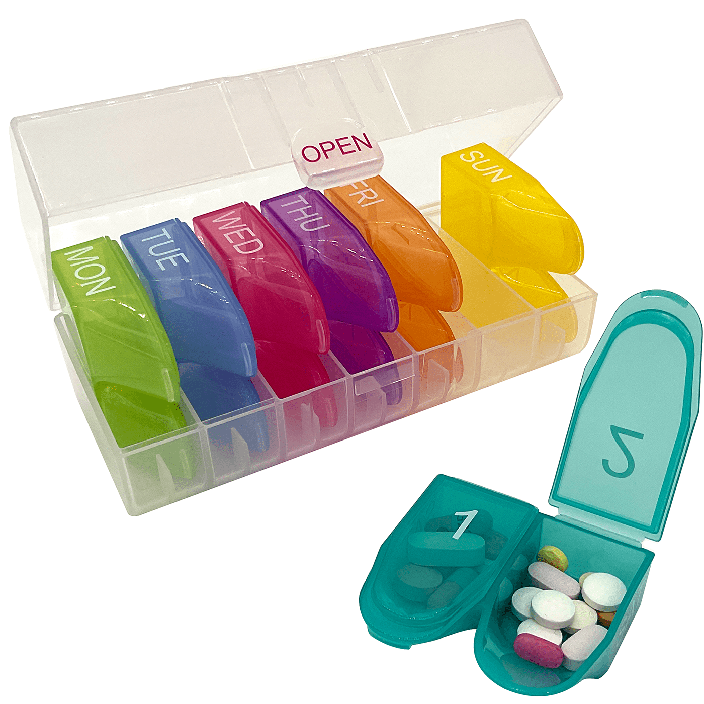MediShot 2 Times a Day x 7 Day Pill Supplement Powder Organizer
