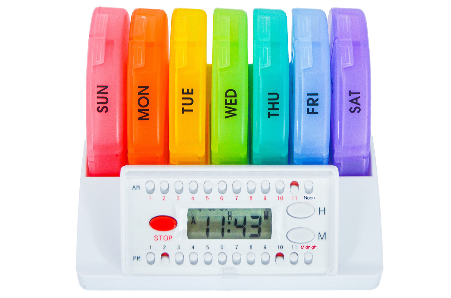 Small Pill Organizer with Reminder 7 Day x 4 Compartments per Day