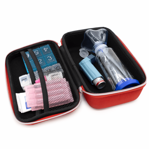 PuffMinder Large MedReady Secure Asthma Inhaler and Peak Flow Meter Case