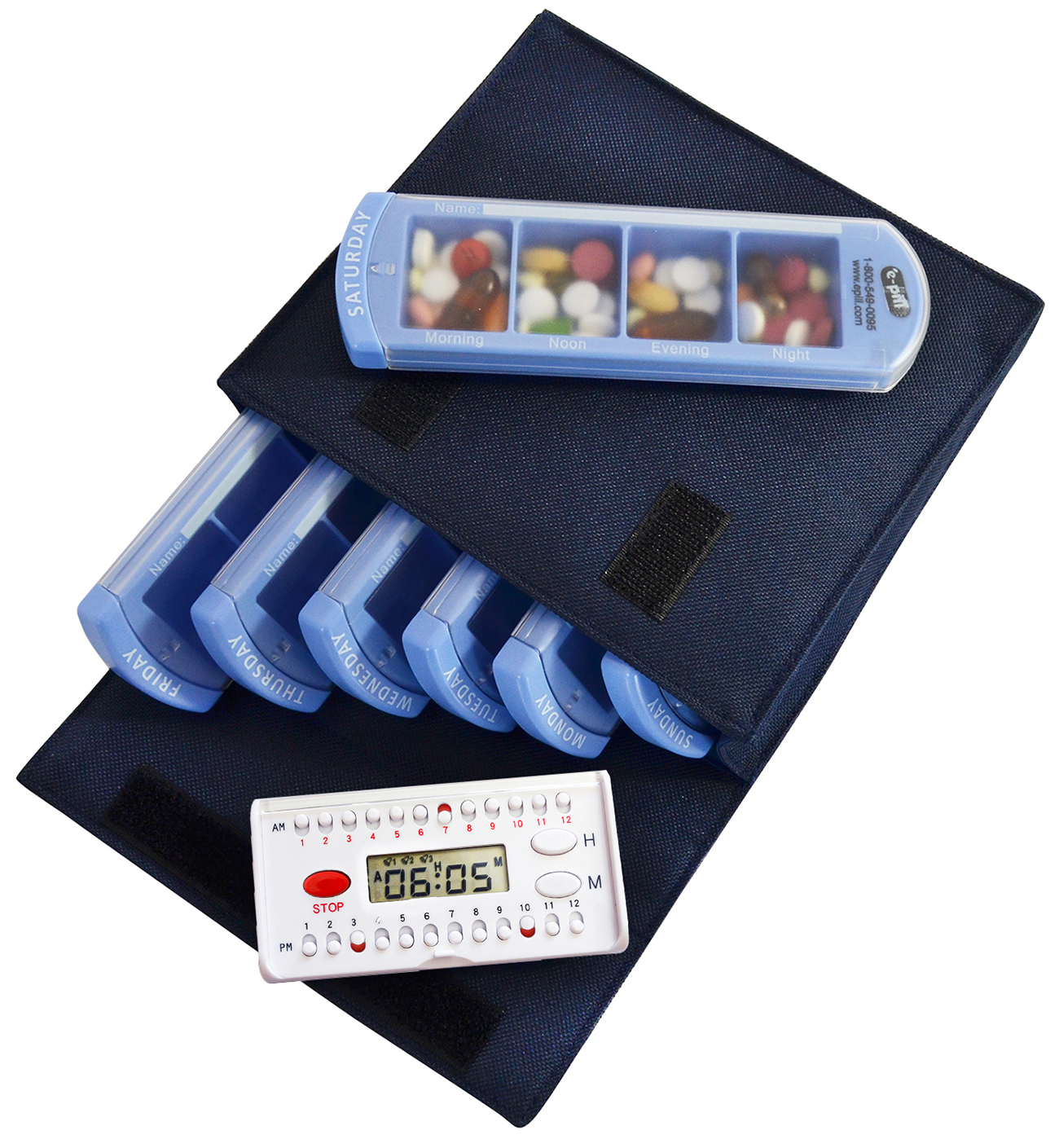 Large Pill Organizer with Reminder 7 Day x 4 Compartments per Day