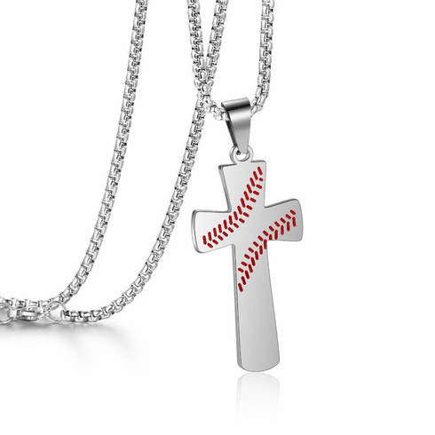 Baseball Cross Necklace - Silver LESS THAN 6 LEFT!