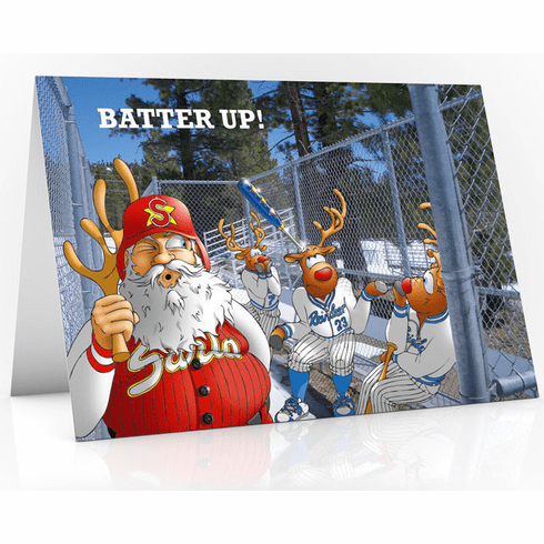 Baseball Santa and Reindeer Set of 6 Assorted Christmas Cards LESS THAN ...