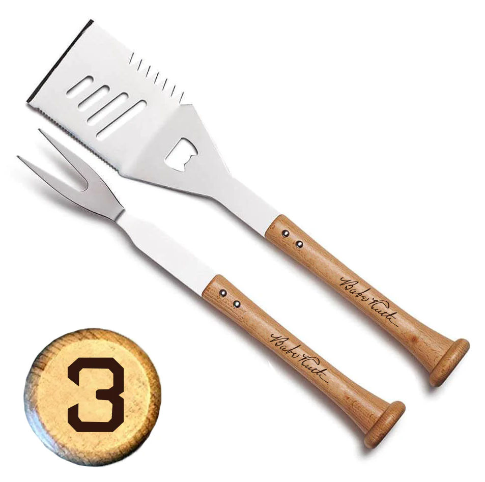 Babe Ruth The Bambino Baseball BBQ Turn Two 2pc Combo Grill Set with ...