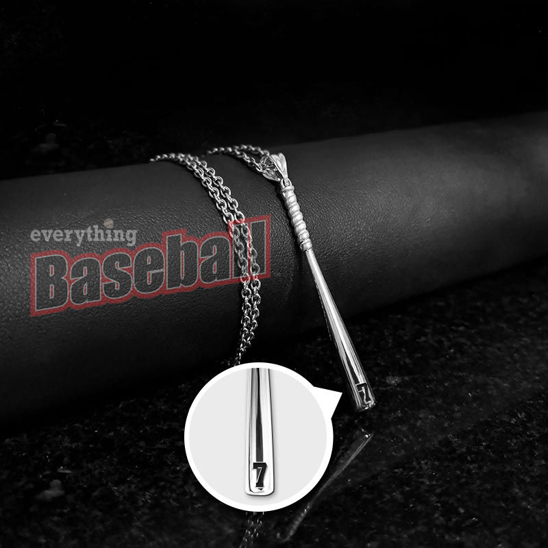 Baseball Bat Pendant with Number and 18" Chain GOLD or SILVER