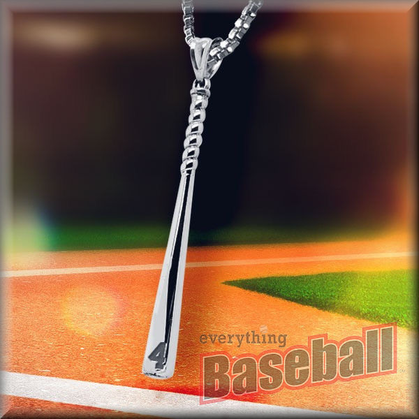 Baseball Bat Pendant with Number and 18" Chain GOLD or SILVER