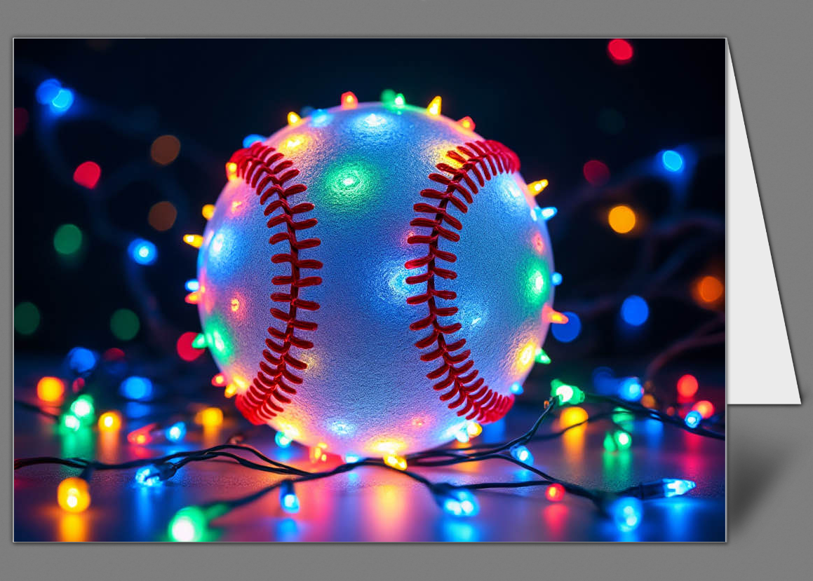 Personalized Baseball Lights Christmas Cards
