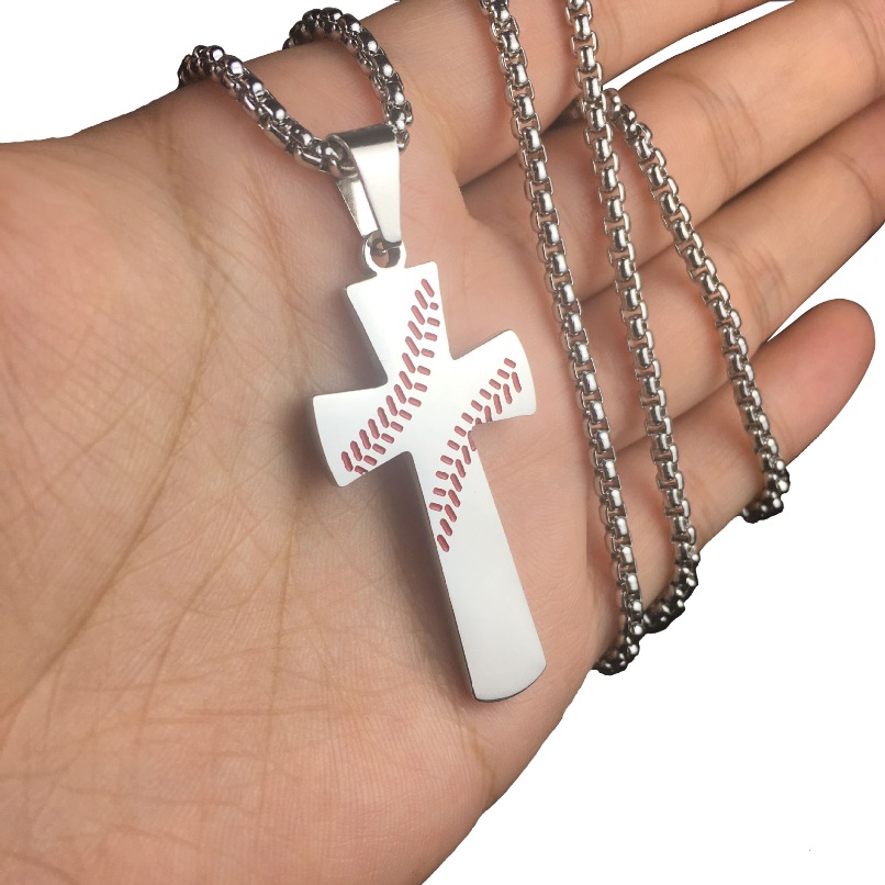 Baseball Cross Necklace - Silver LESS THAN 6 LEFT!