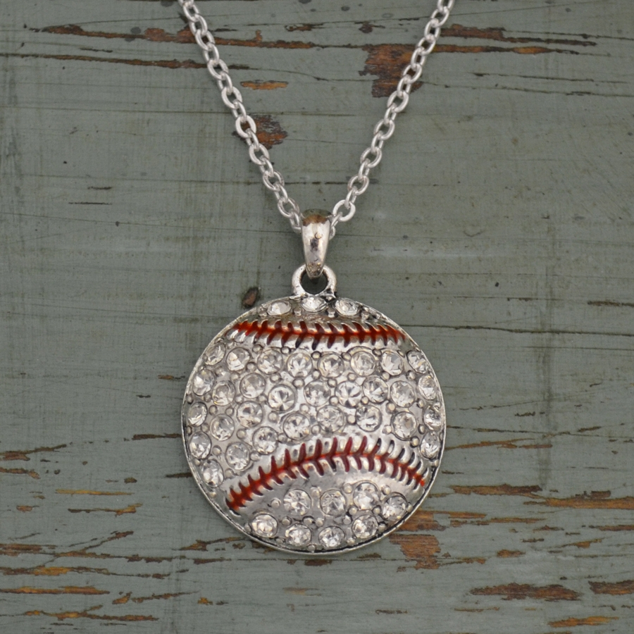 Baseball Crystal Stone Necklace