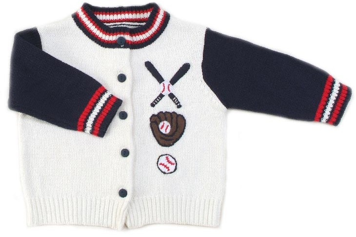 Baseball Knit Kids Cardigan Sweater