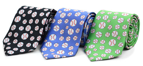 Baseball Pattern Men's Polyester Ties 3 COLORS!