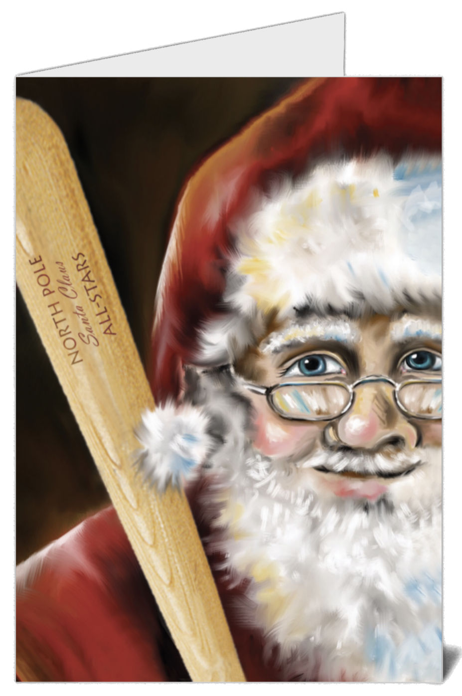 Personalized Santa Claus with Baseball Bat Christmas Cards