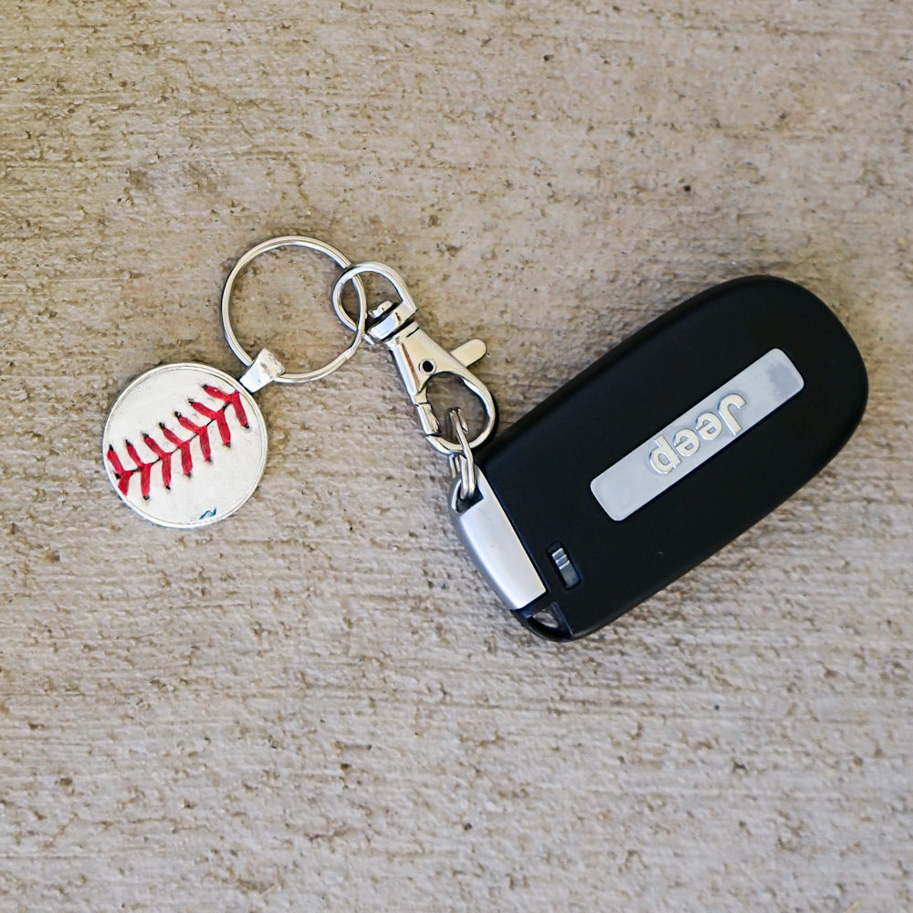 Baseball Seam Silver Key Chain