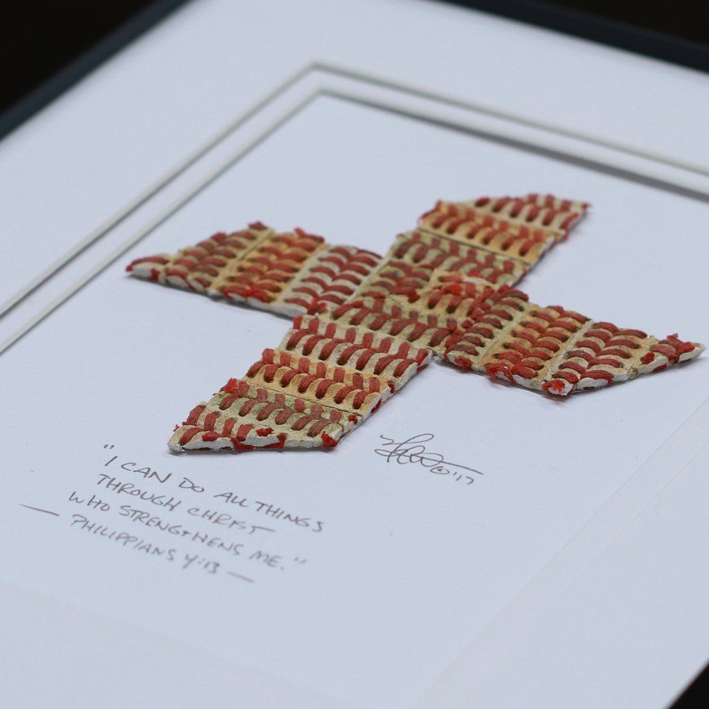 Baseball Seams Cross Original Artwork 2 FRAME COLORS!