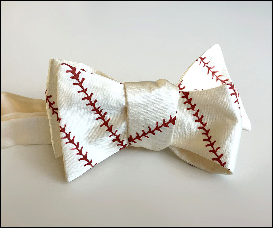 White Baseball Stitch Ties Neckties Bow Ties Silk