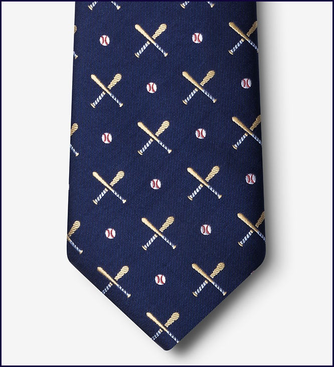 Batter Up Navy Blue Baseball Men's Silk Tie LESS THAN 6 LEFT!