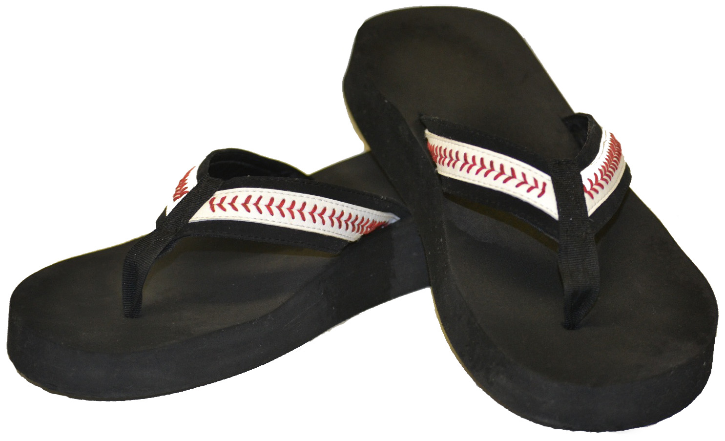 Black Baseball Youth Small Flip Flop Sandals LESS THAN 6 LEFT!