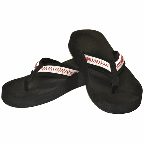 Black Baseball Youth Small Flip Flop Sandals LESS THAN 6 LEFT!