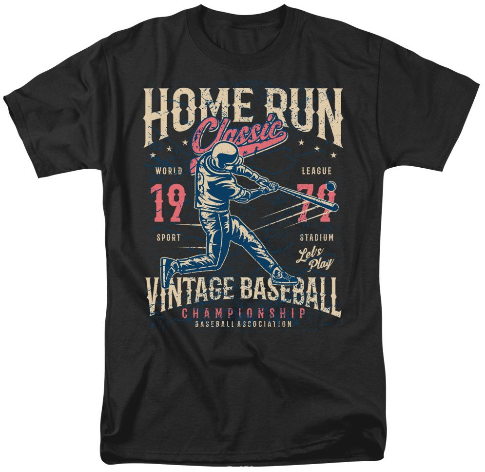 Home Run Classic Vintage Baseball Adult T-Shirt or Sweatshirt Choose ...