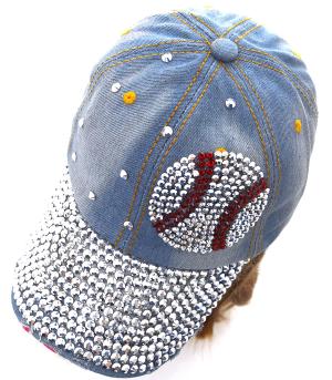 Light Denim Crystal Baseball Bling Hat LESS THAN 3 LEFT!