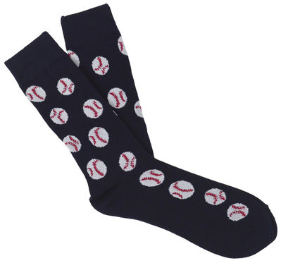 Men's Navy Blue Baseball Dress Socks