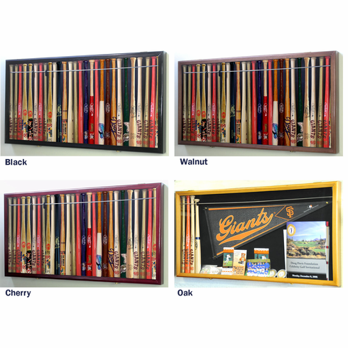 Mini 18" Baseball Bat Display Case Cabinet w/ UV Protection 4 WOOD COLORS!
