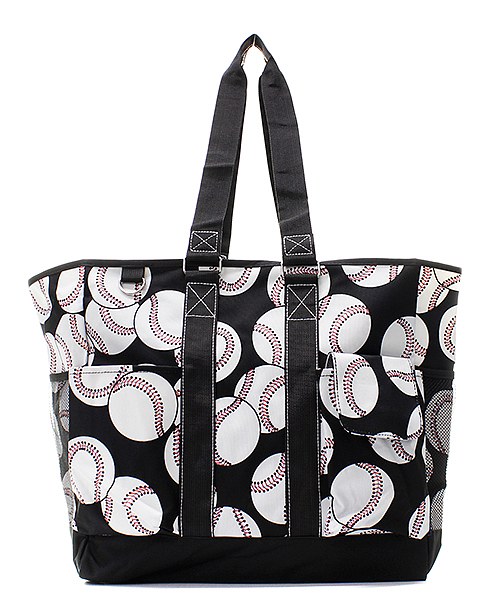 NGIL Baseballs on Black Tall Canvas Tote Bag BACK IN STOCK!