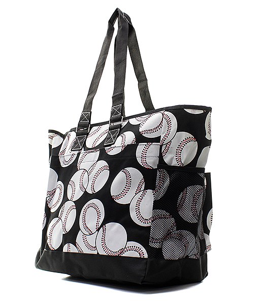 NGIL Baseballs on Black Tall Canvas Tote Bag BACK IN STOCK!