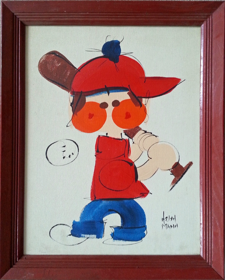 Original Baseball Painting on Canvas by Helyn Mann