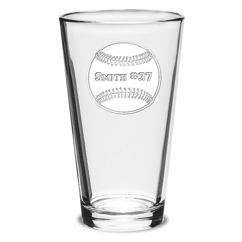 Personalized Baseball 16oz Etched Pint Glass 4 DESIGNS!
