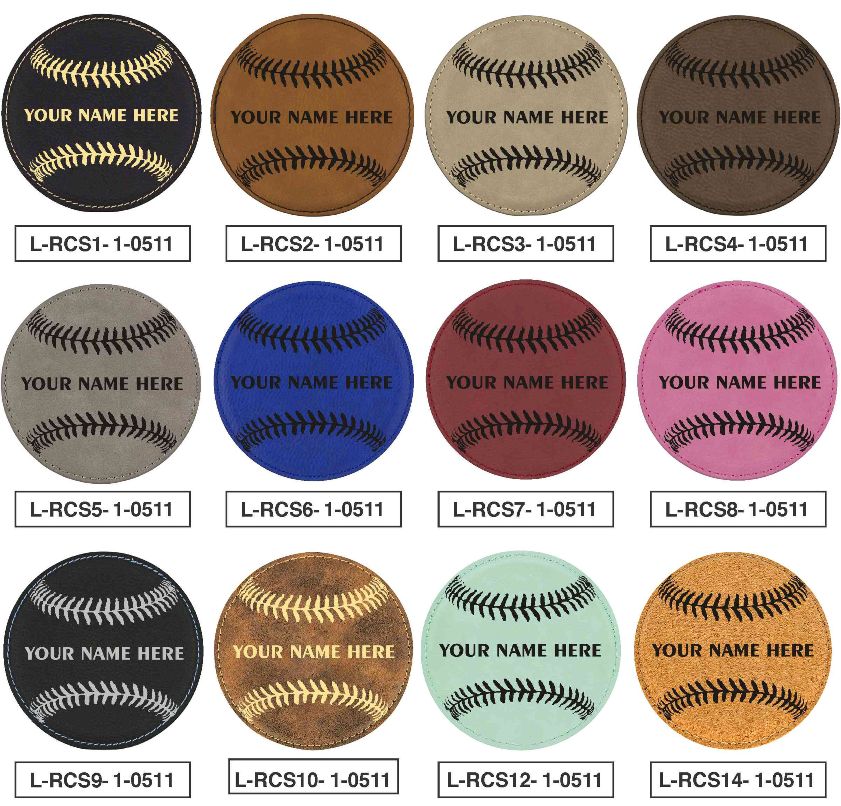Personalized Baseball Coaster Set 12 COLOR OPTIONS!